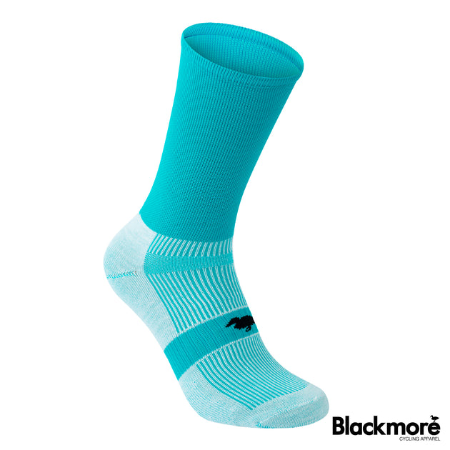 Flo cyan cycling sport socks - Blackmore Cycling Apparel – Blackmore ...